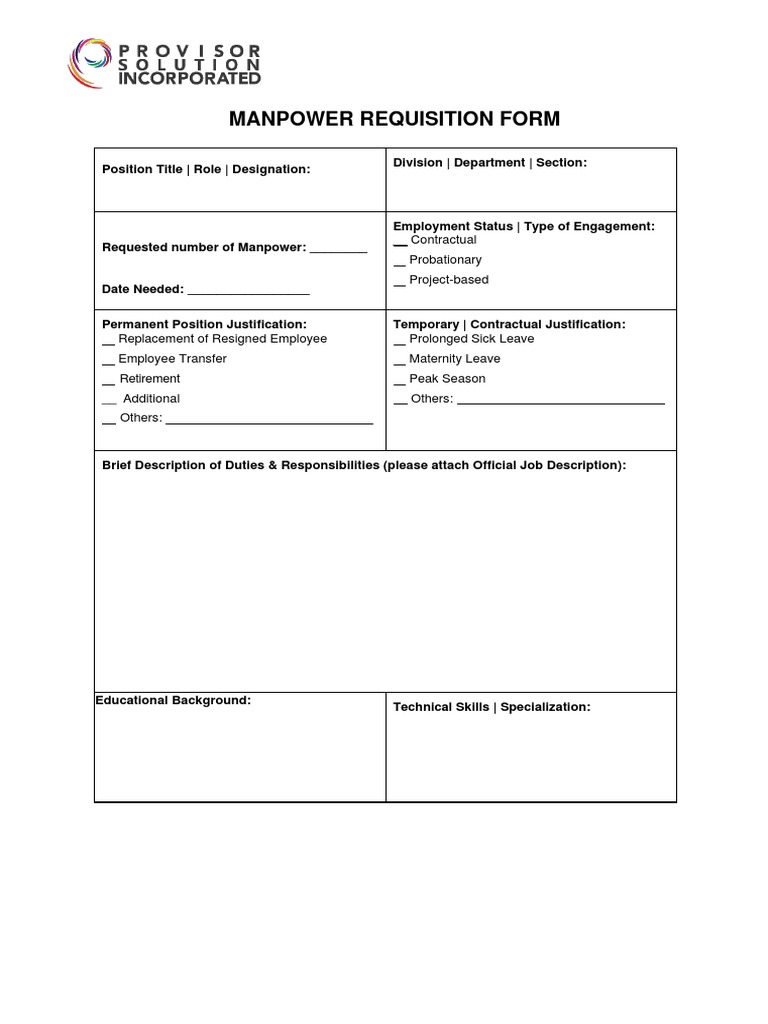 Manpower Requisition Form Template | PDF