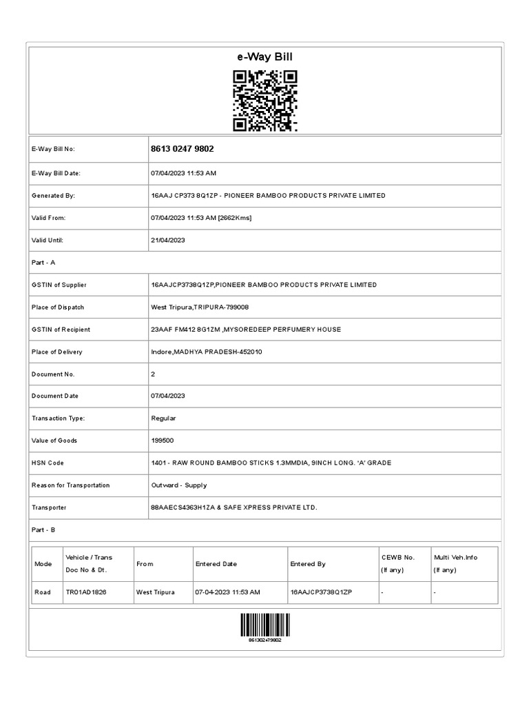 E-Way Bill | PDF