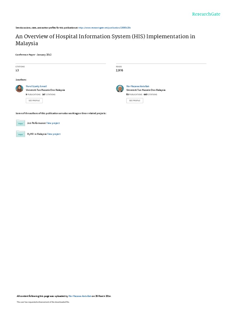 An Overview of Hospital Information System HIS Imp | PDF | Information ...