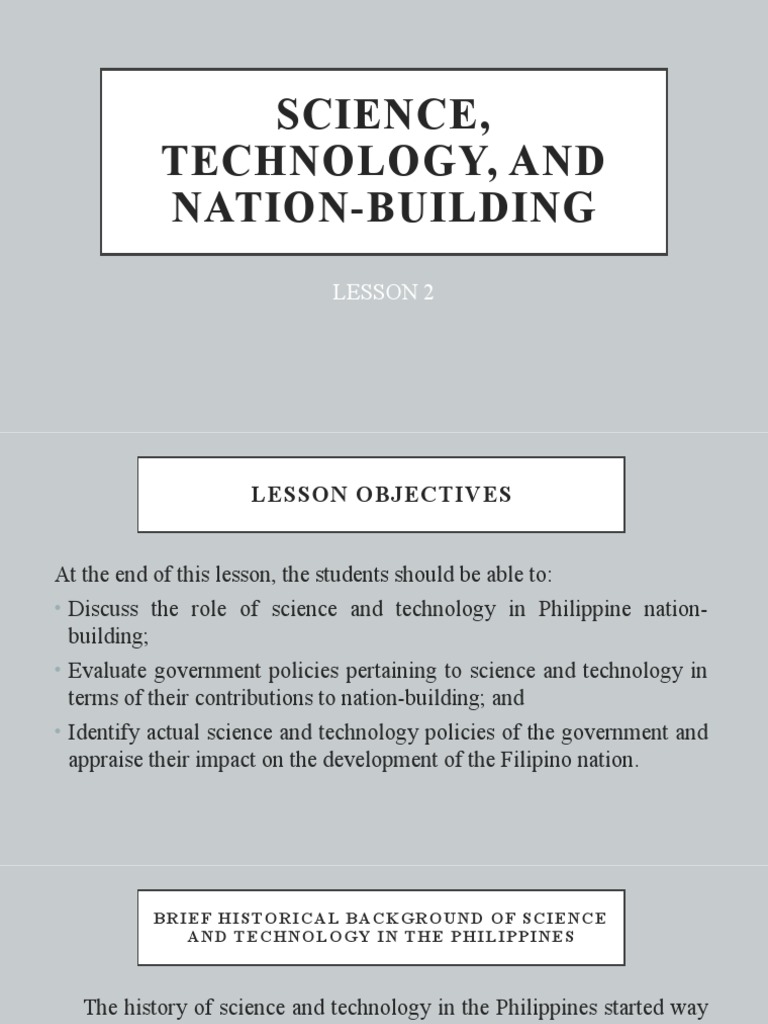 Lesson 2: Science, Technology and Nation Building | PDF | Science | Science, Technology ...