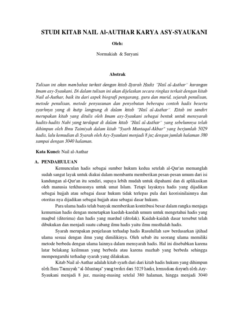 Studi Kitab Nailul Authar Karya Imam Asy-Syaukani - Kelompok 2 | PDF