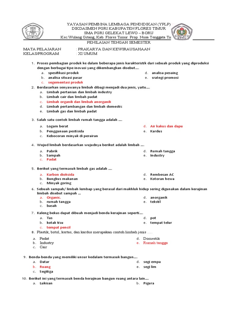 Soal PTS Kelas XI Siap | PDF