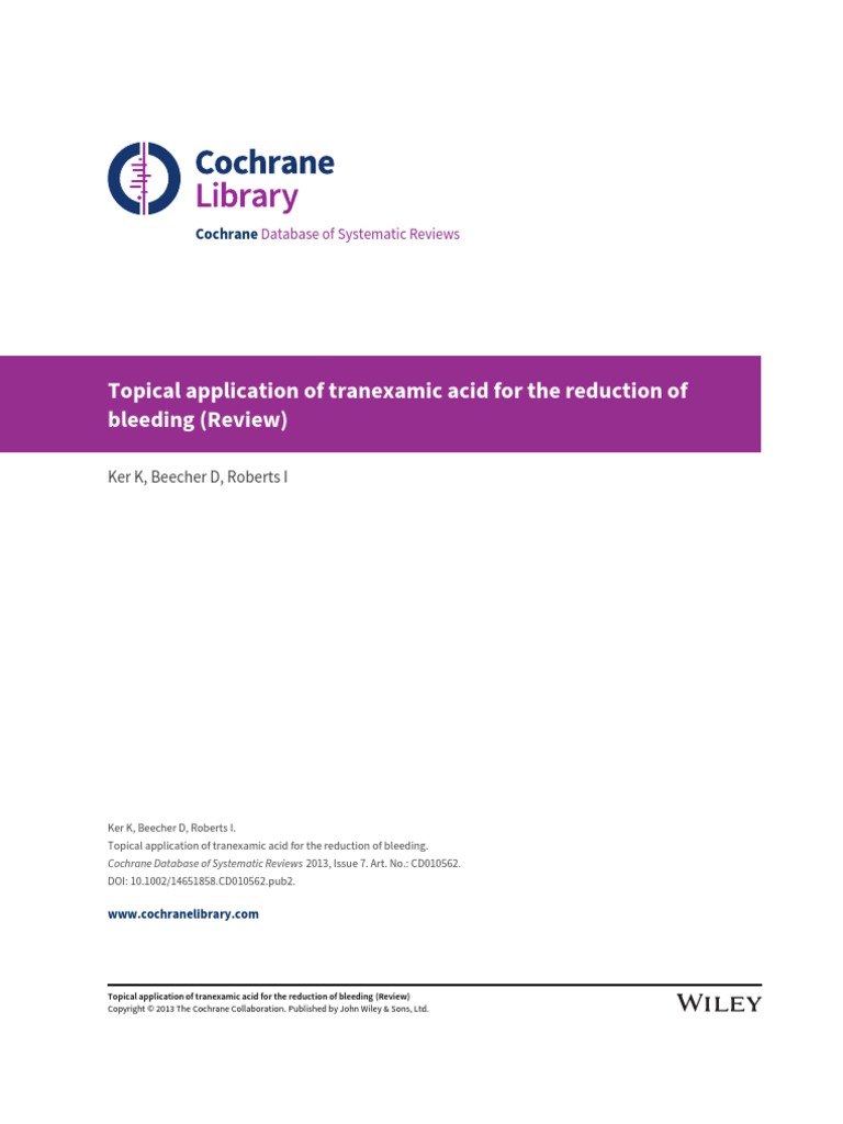 Topical Application of Tranexamic Acid - GREEN VoR | PDF | Thrombosis ...
