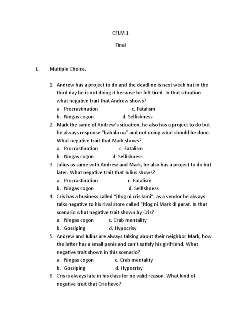 CFLM 1 Final | PDF | Philippines