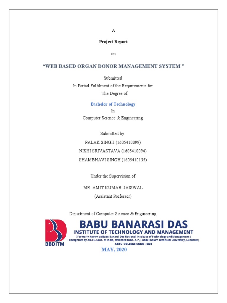 "Web Based Organ Donor Management System ": Project Report | PDF ...