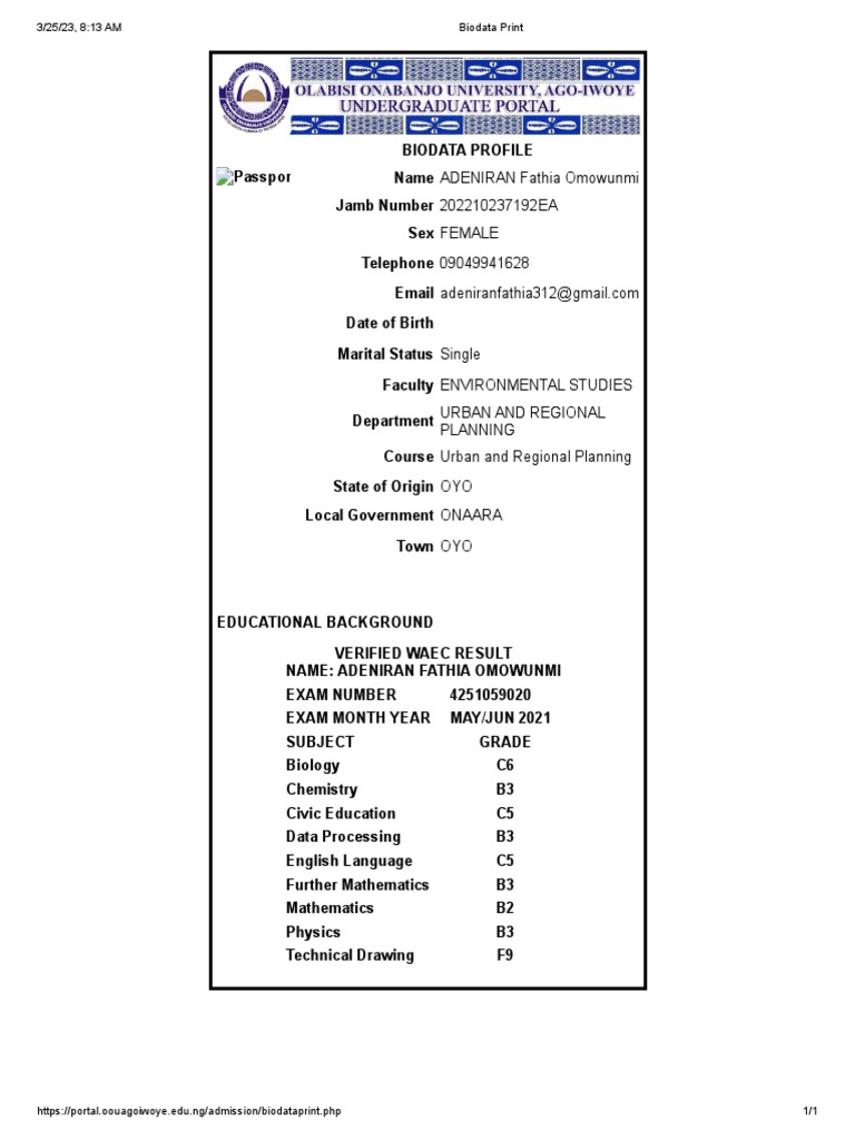 Biodata Print | PDF | Science