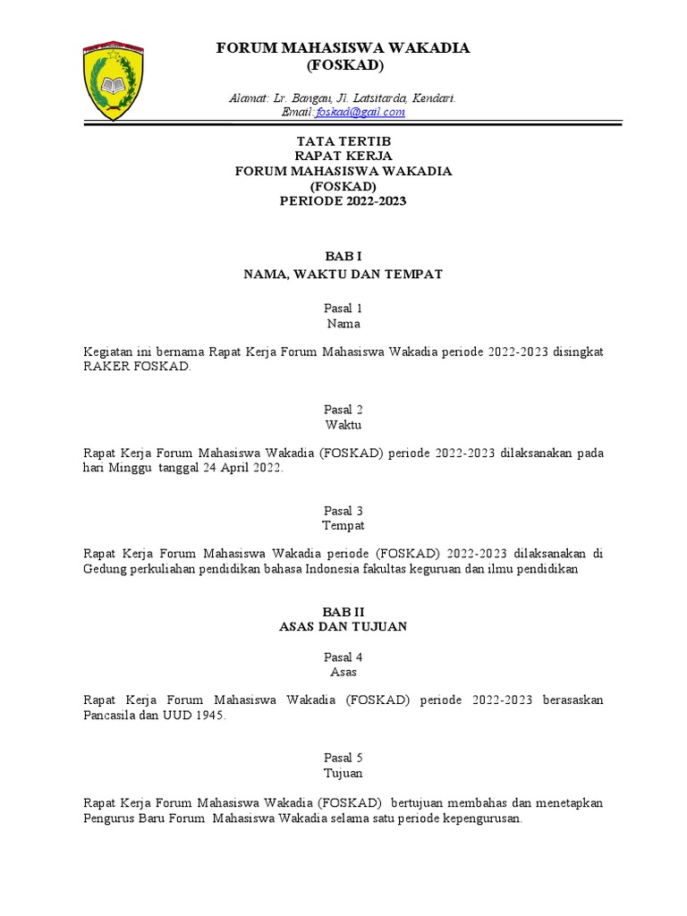 1. TATA TERTIB RAKER 2019 | PDF