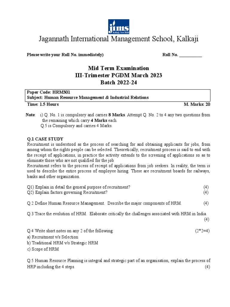 HRM301 - HRM&IR - Dr. Anju | PDF | Career & Growth