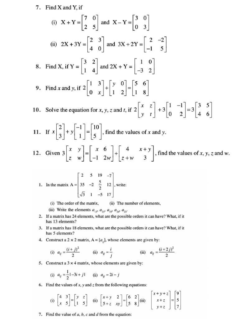 Practice Sheet, Matrices | PDF