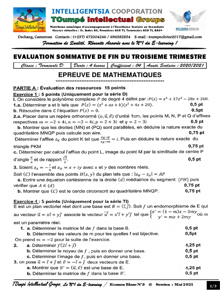 Evaluation Sommative de Fin Du Troisieme Trimestre | PDF