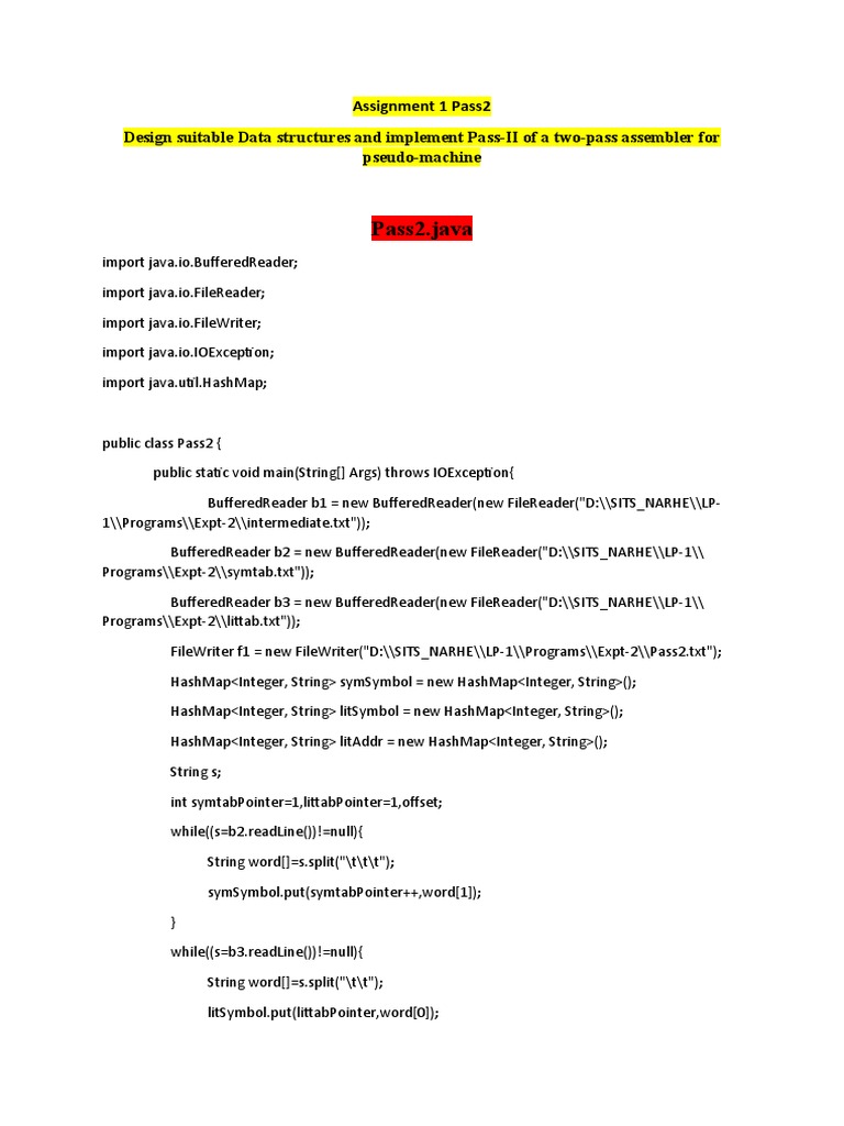 Assignment 1 - Pass 2 | PDF | String (Computer Science) | Data