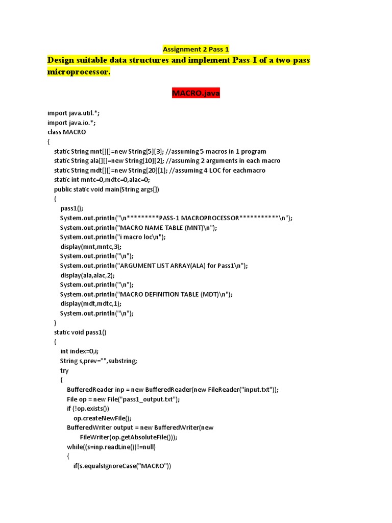 Assignment 2 Pass 1 - Macro | PDF | String (Computer Science) | Computer Programming