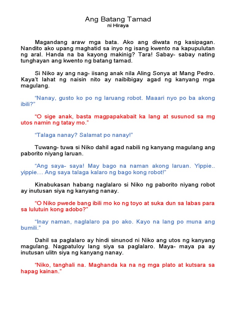 Ang Batang Tamad | PDF Ang Batang Tamad | PDF