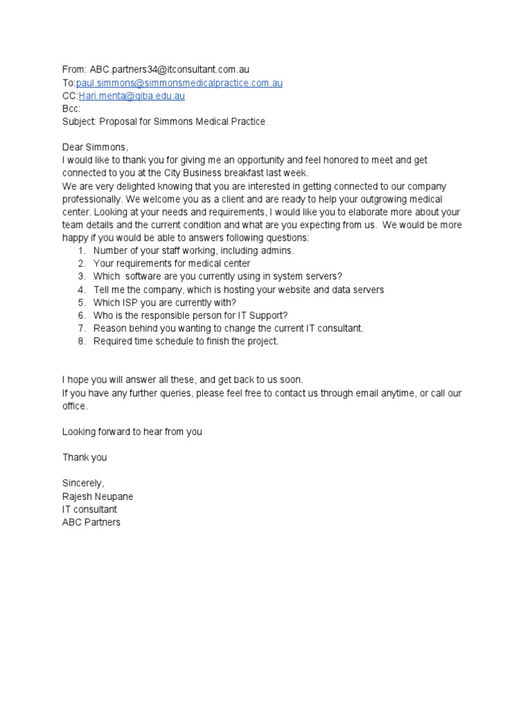 RajeshNeupane - M8 Assessment CPW4 Email 1 | PDF