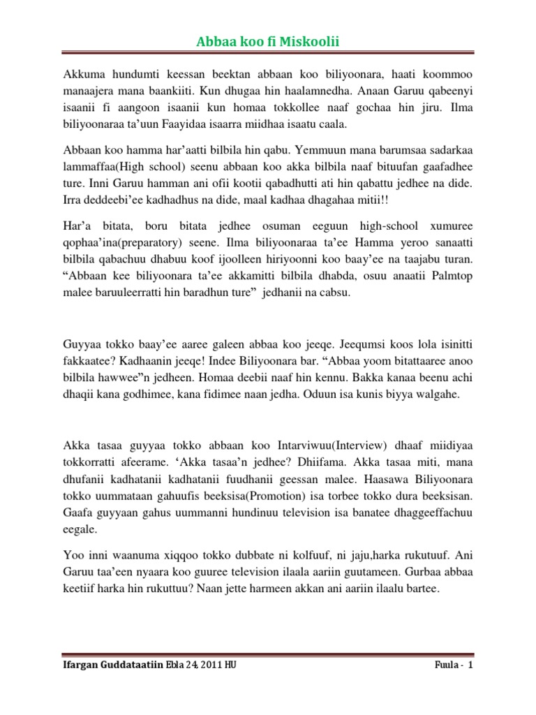 Asoosama ABBAA KOO | PDF