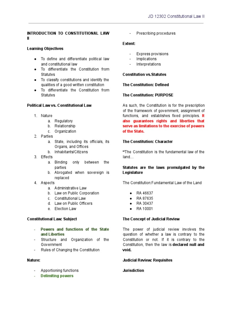JD 12302 Constitutional Law II | Descargar gratis PDF | Police Power ...