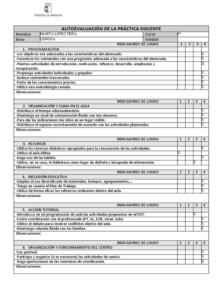 AUTOEVALUACIÓN LENGUA 6º | PDF | Evaluación | Salón de clases