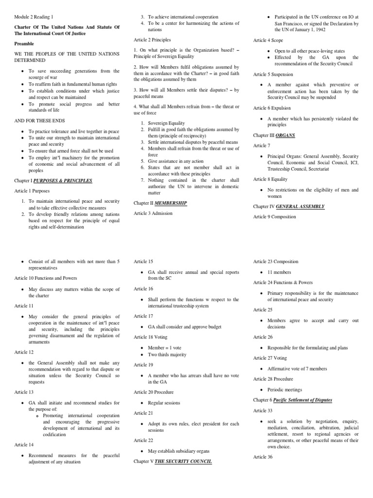 Summary of the UN Charter | PDF | United Nations General Assembly ...