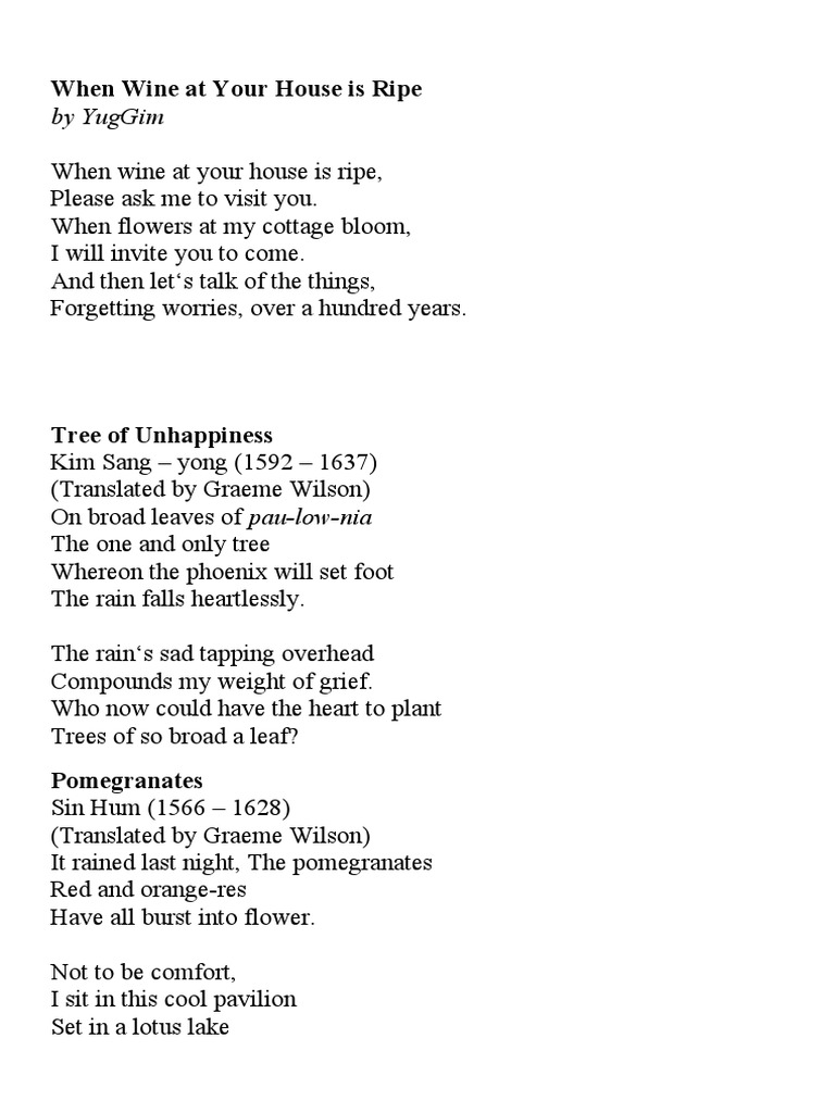 Korean Poems on Love and Loss | PDF | Art | Poetry