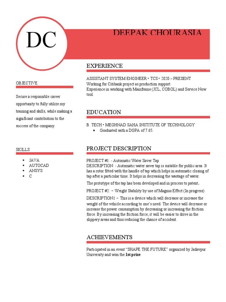 Deepak Resume Pdf 