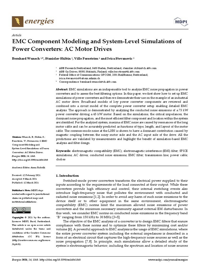 EMC Component Modeling and System Level Simulations of Power Converters ...