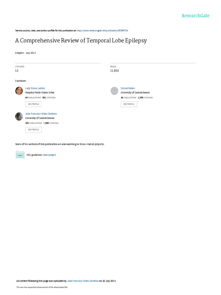 Overview of Temporal Lobe Epilepsy | PDF | Epilepsy ...