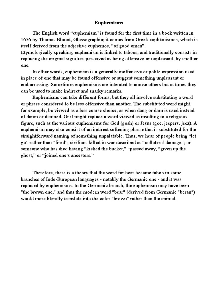 Euphemisms Lexicology | PDF