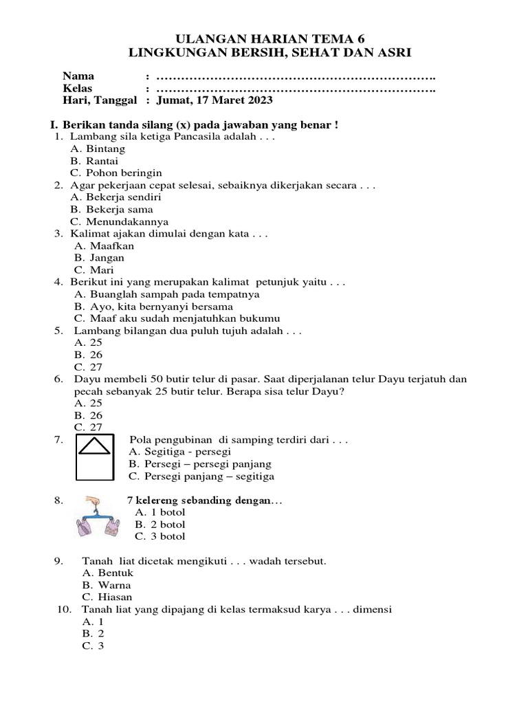 Ulangan Harian Tema 6 | PDF