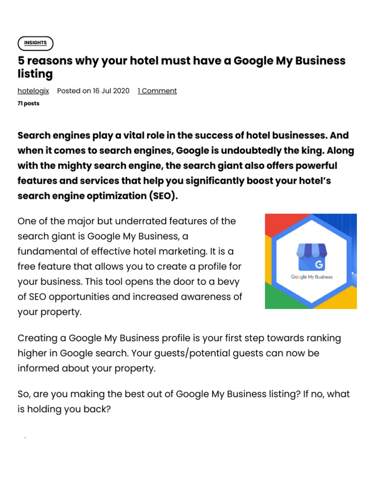 5 Reasons Why Your Hotel Must Have A Google My Business Listing ... 5 Reasons Why Your Hotel Must Have A Google My Business Listing ...