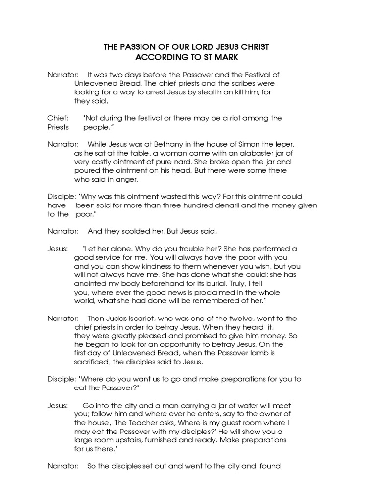 The Passion of Jesus: Mark's Account | PDF | Jesus | Judas Iscariot