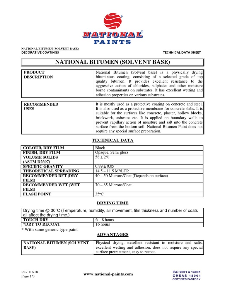 National Bitumen (Solvent Base) | PDF | Asphalt | Concrete
