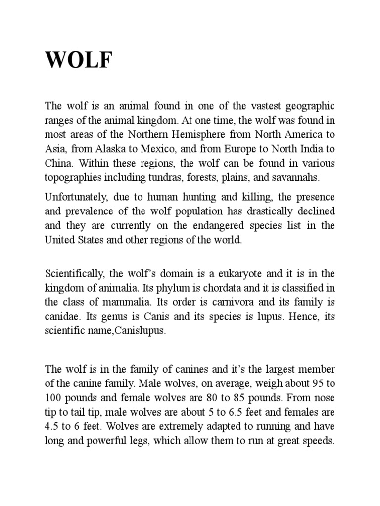 Essay About Wolf | PDF | Social Science | Home & Garden