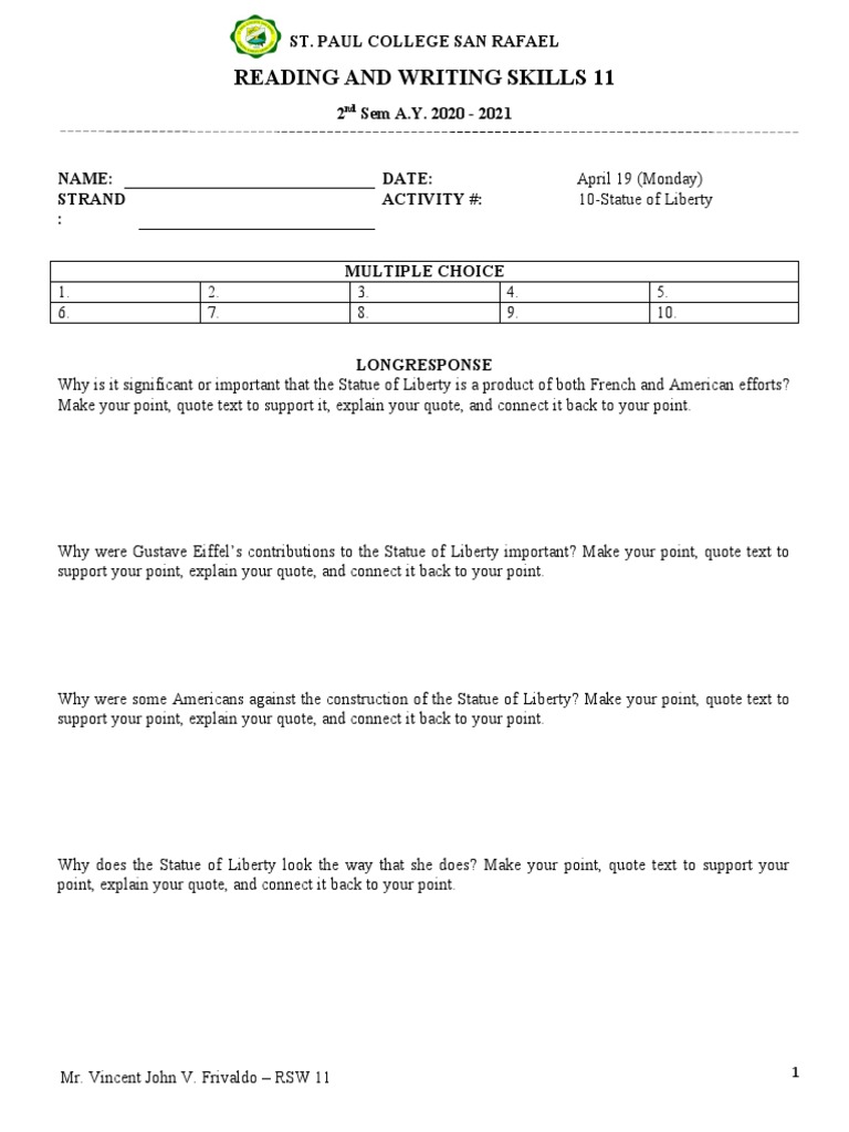 Activity Sheet 10 | PDF