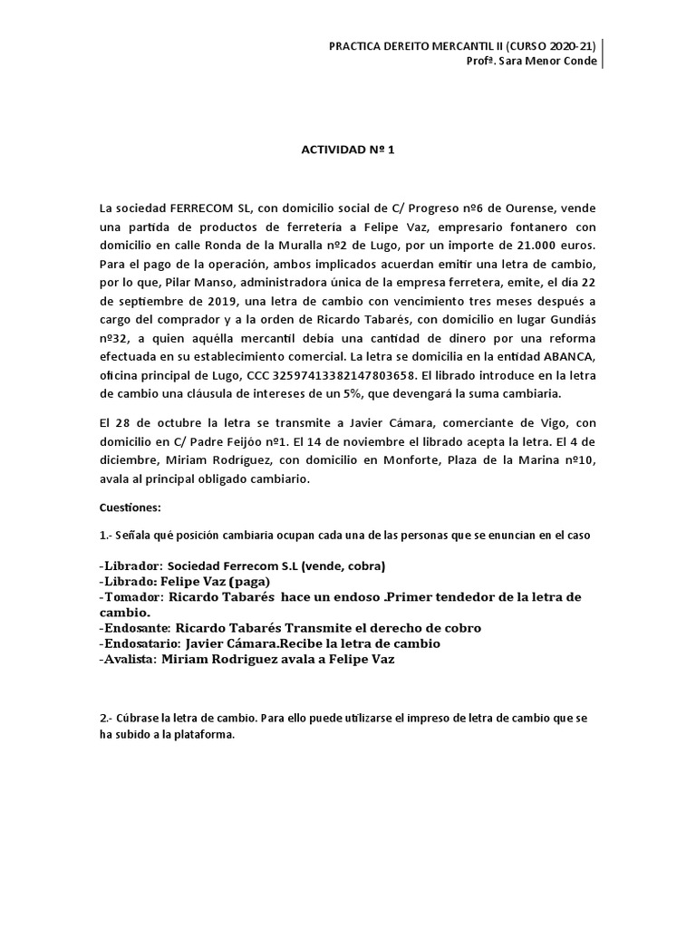 ACTIVIDAD - 1 Mercantil 2 | PDF | Derecho