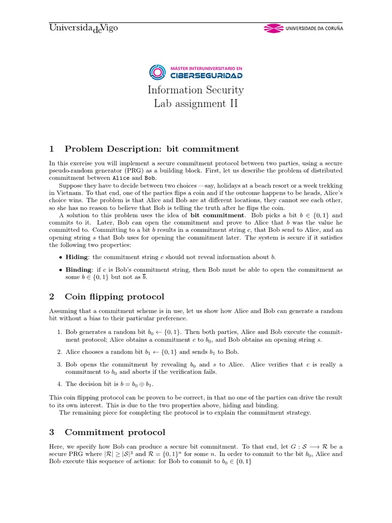 Information Security Lab Assignment II: 1 Problem Description: Bit Commitment | Download Free ...