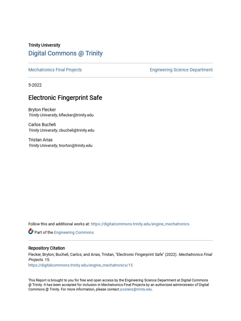 Electronic Fingerprint Safe | PDF | Fingerprint | Arduino