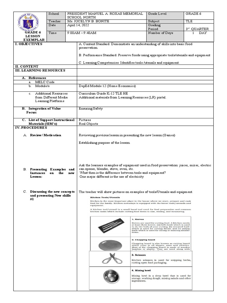 COT-TLE - LESSON-PLAN - 3rd Quarter | PDF | Teachers | Learning