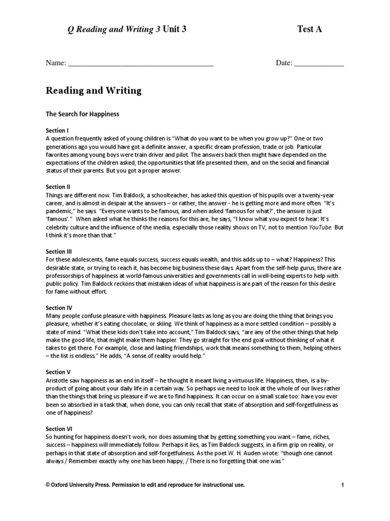 Reading and Writing - Compress | PDF | Happiness | Pleasure