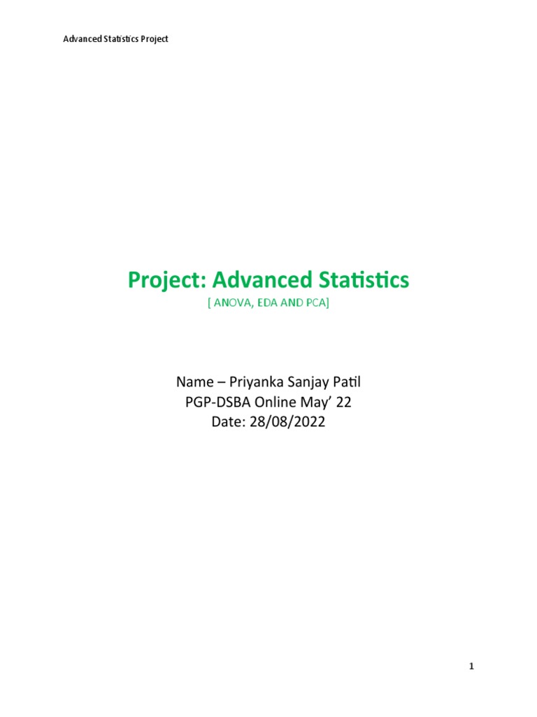 Advanced Statistics Project Report | PDF | Principal Component Analysis | Eigenvalues And ...