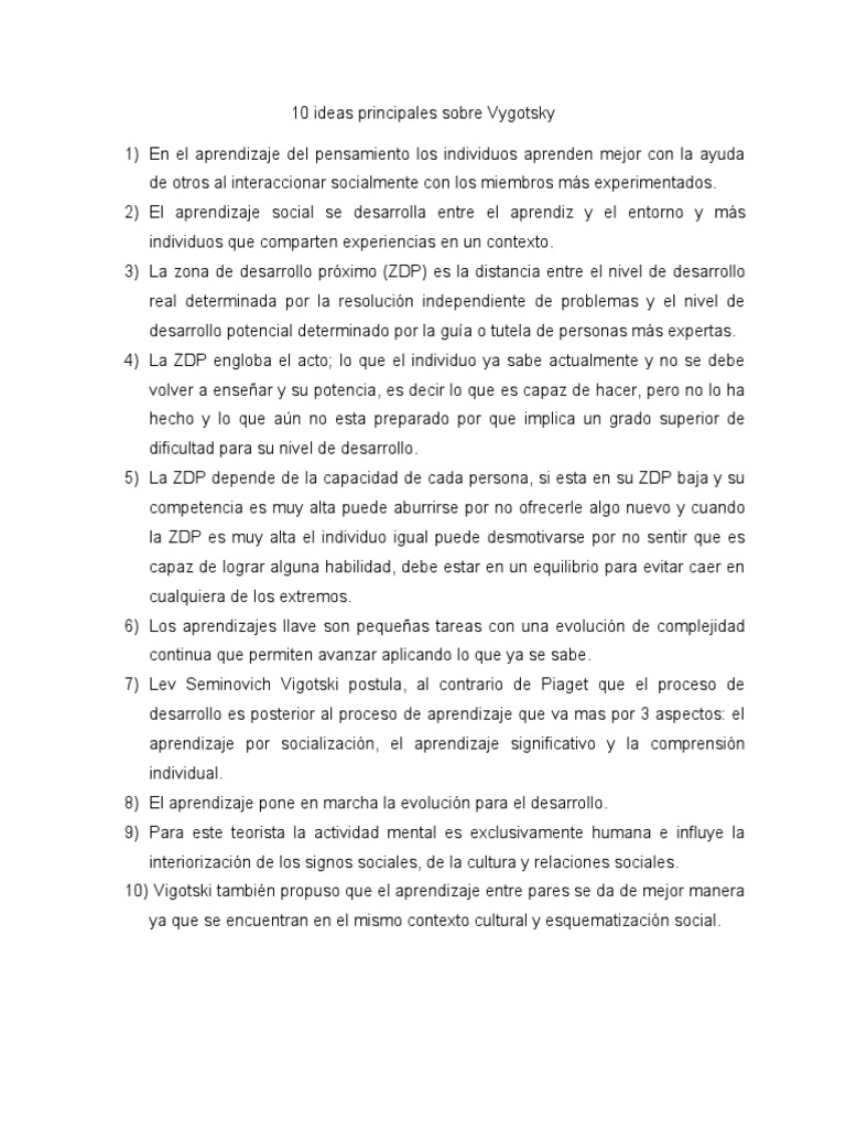 10 ideas principales sobre Vygotsky | PDF
