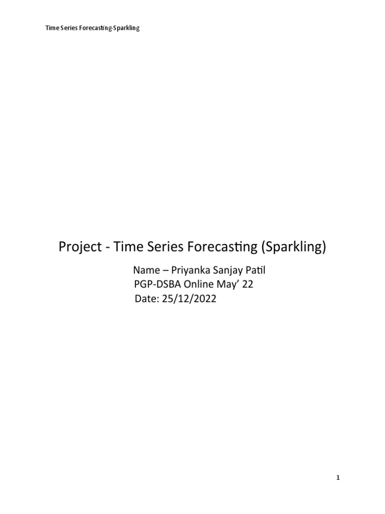 Time Series Forecasting Sparkling Buisness Report Pdf