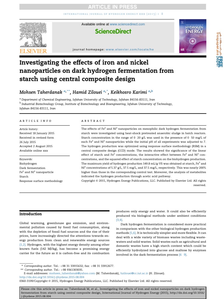 Investigating The Effects of Iron and Nickel Nanoparticles On Dark ... Investigating The Effects of Iron and Nickel Nanoparticles On Dark ...