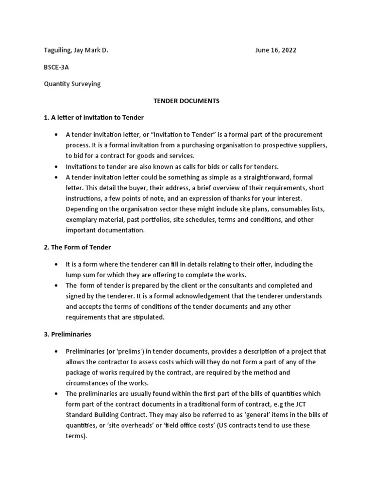 Tender Documents | PDF | Procurement | Business