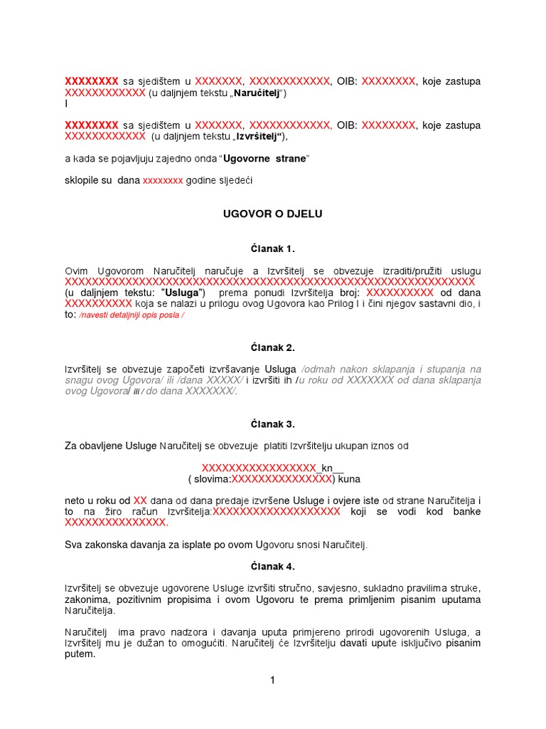 XXXXXXXX: Ugovor O Djelu | PDF