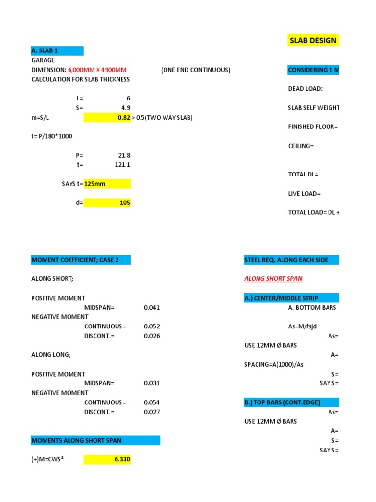 Slab Design: 6,000MM X 4900MM | PDF | Stairs | Materials