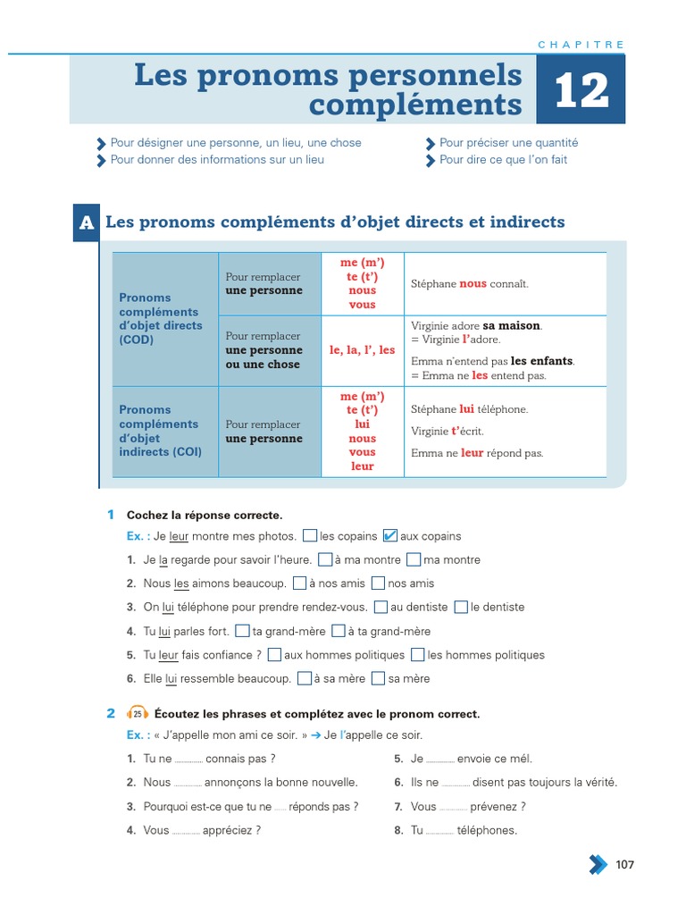 Pronoms Compléments en Français | PDF | Pronom | Complément d'objet