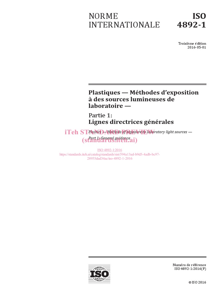 Iso 4892 1 2016 | PDF | Lumière | Plastique