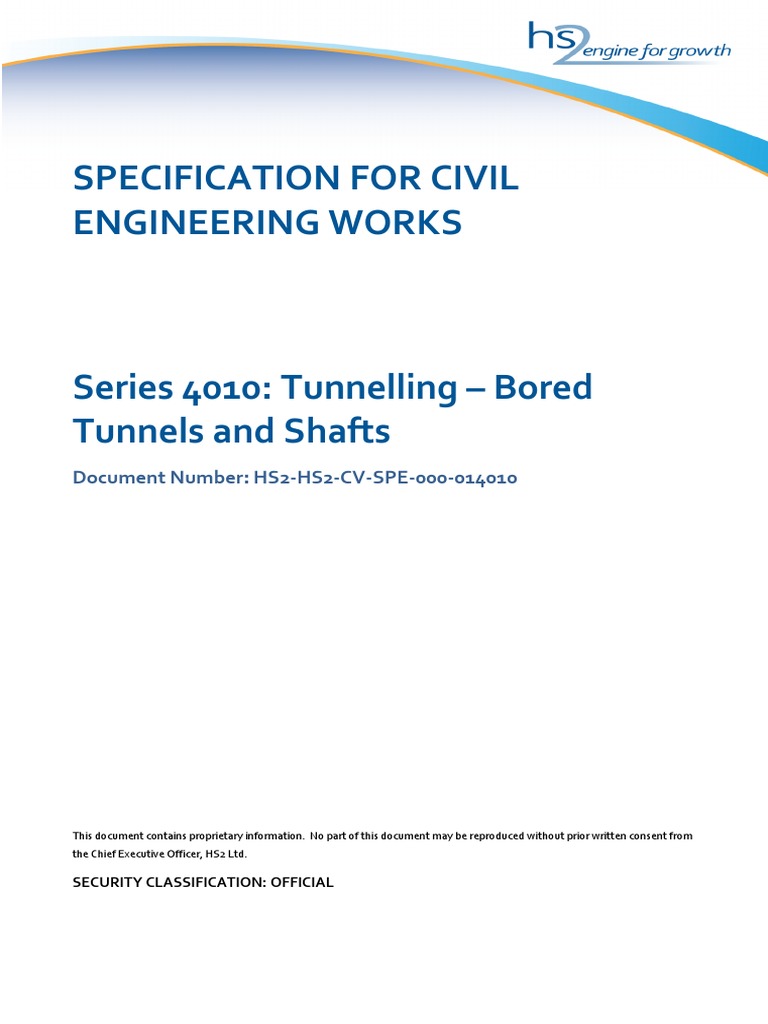 HS2-HS2-CV-SPE-000-014010 (P01) | PDF | Tunnel