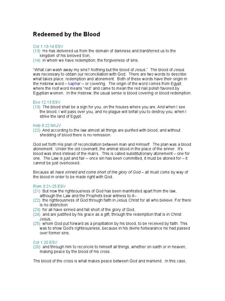 Redeemed by The Blood | PDF | Salvation | Atonement In Christianity